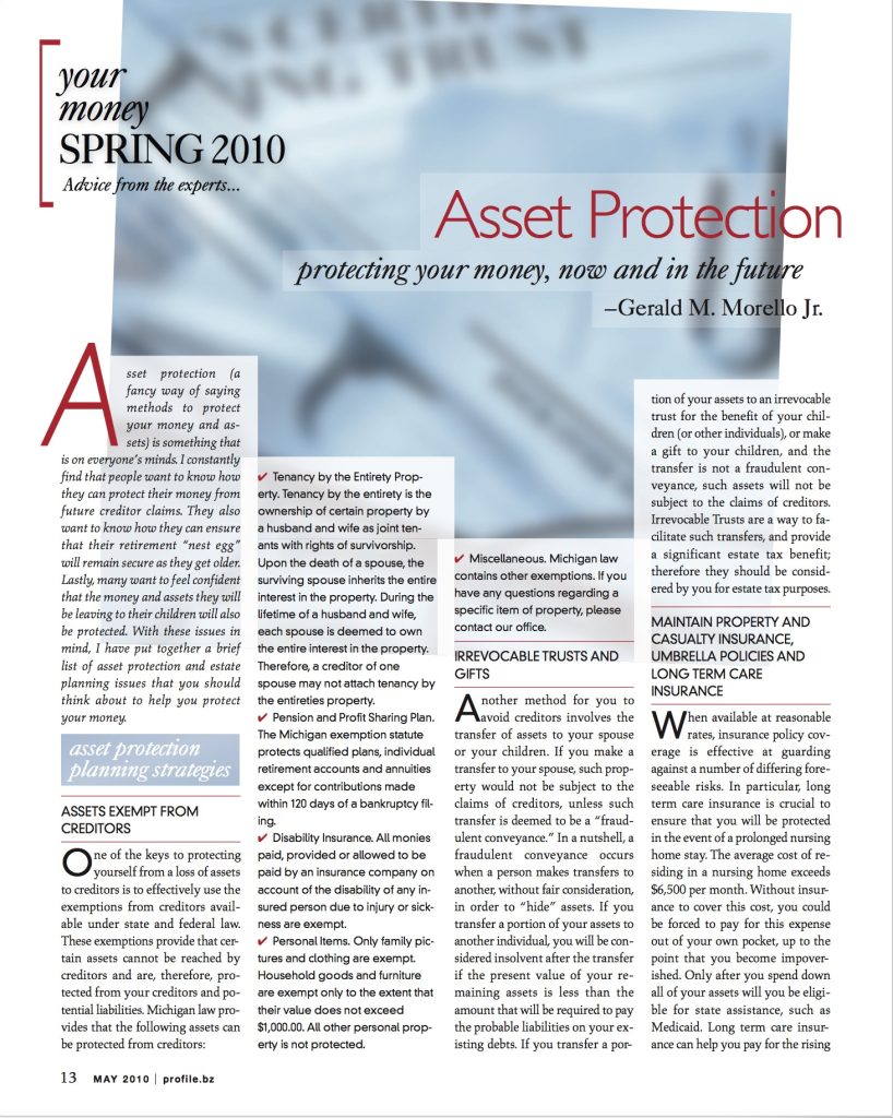 Asset Protection Protecting your money, now and in the future - Morello ...